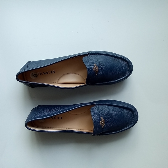 Coach | Shoes | Coach Blue Leather Flats Elegant Slipon Loafers | Poshmark